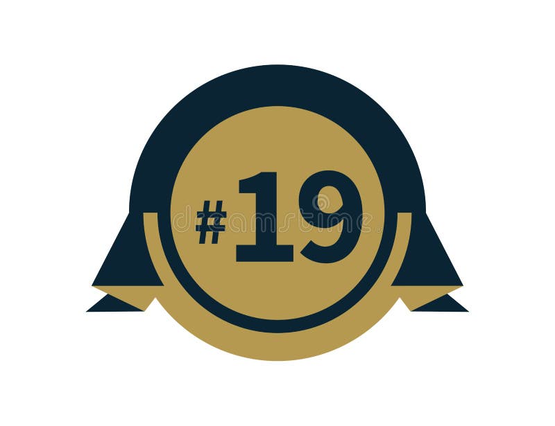 Number 19 or #19 Badge Design Stock Vector - Illustration of number ...