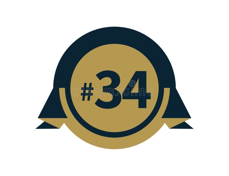 Number 34 or #34 Badge Design Stock Vector - Illustration of design ...