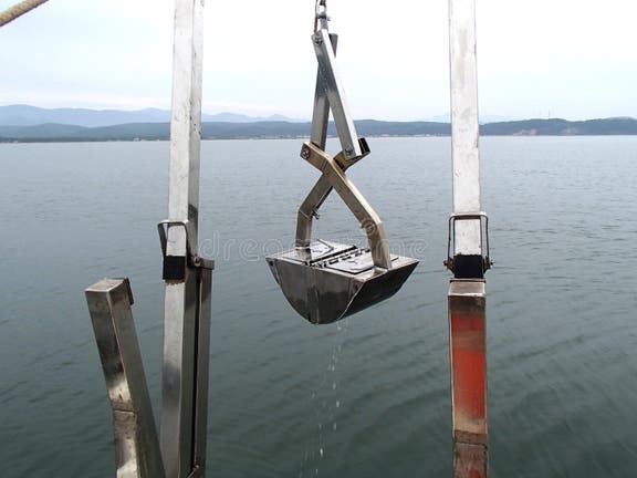 Recovering of the Benthic Grab Sampler with the a-frame. Stock Image ...