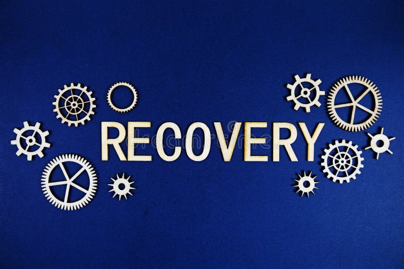 Recovery Alphabet Letters with Gears Element on Navy Blue Background ...
