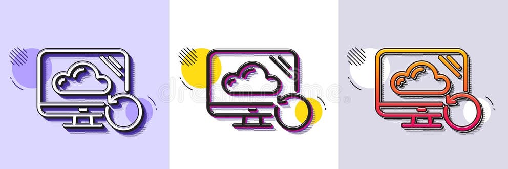Recovery Cloud Line Icon. Backup Data Sign. Restore Information. Halftone Dotted Pattern. Vector ...