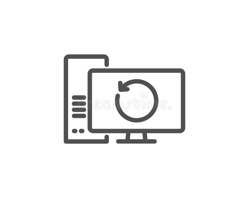 Recovery Computer Line Icon. Backup Data Sign. Restore Information ...