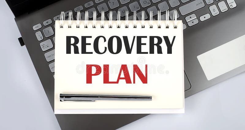 RECOVERY PLAN - Top View Notebook Writing on the Laptop Stock Image ...