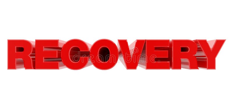 RECOVERY Red Word on White Background Illustration 3D Rendering Stock ...