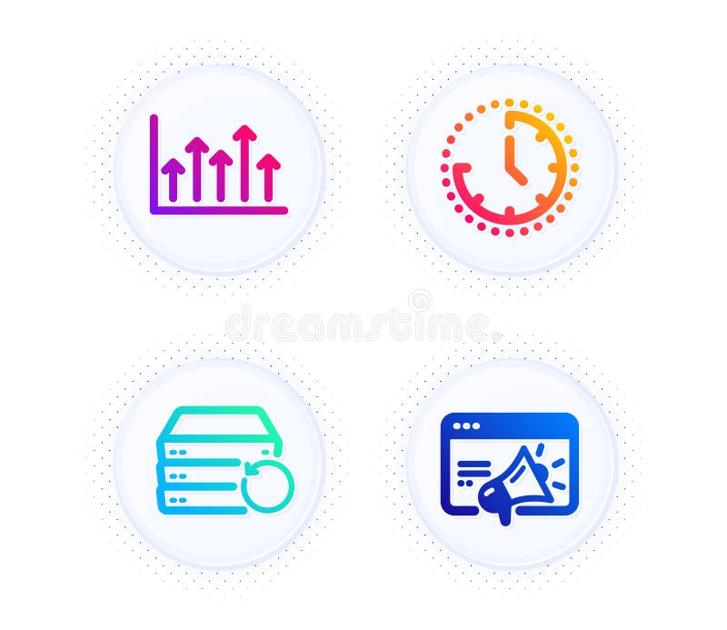 Recovery Server, Growth Chart and Time Icons Set. Seo Marketing Sign ...