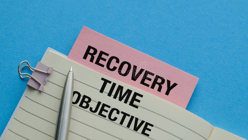 Recovery Time Objective Notebook Lettering on Blue Background with Pen ...