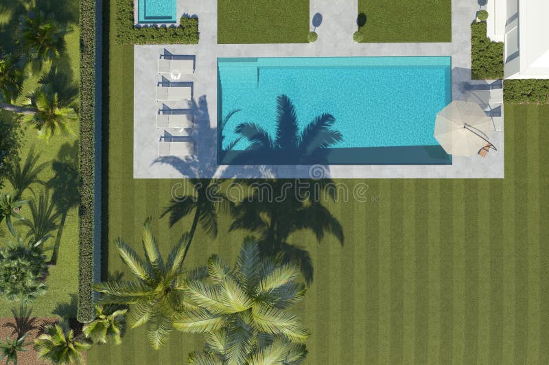 Recreation Area with Pool Top View Stock Illustration - Illustration of ...