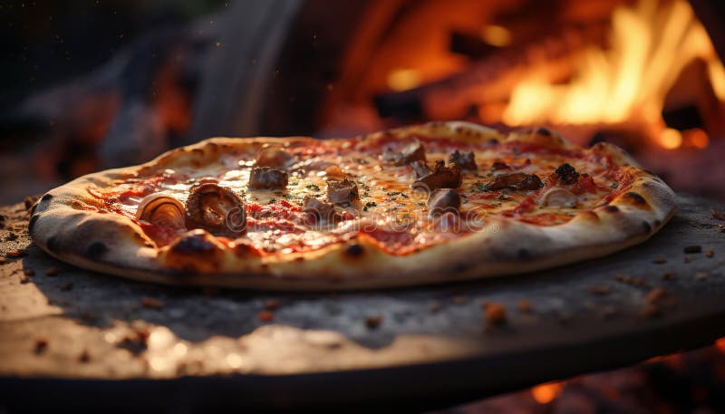 Recreation of Artisanal Pizza Together a Fire Stock Illustration ...