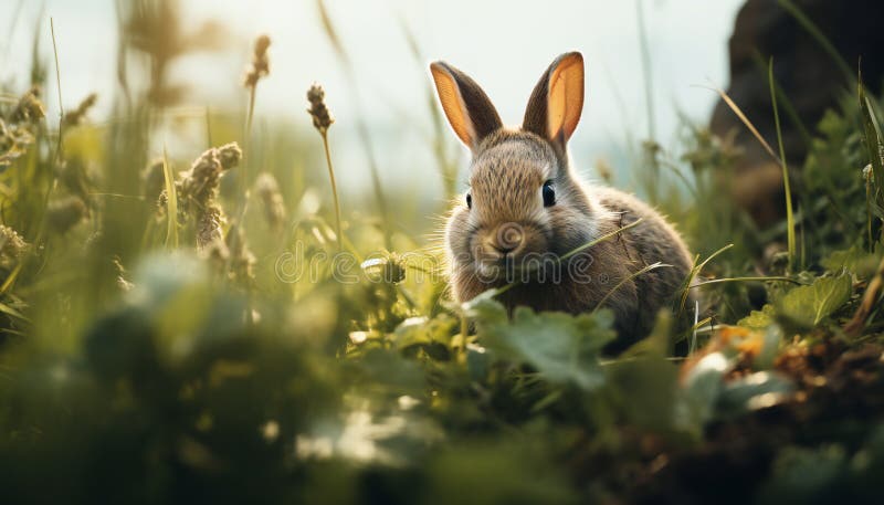 Recreation of Cute Rabbit in the Field Stock Illustration ...