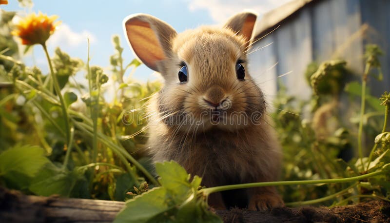 Recreation of a Small Cute Rabbit in the Field Stock Illustration ...