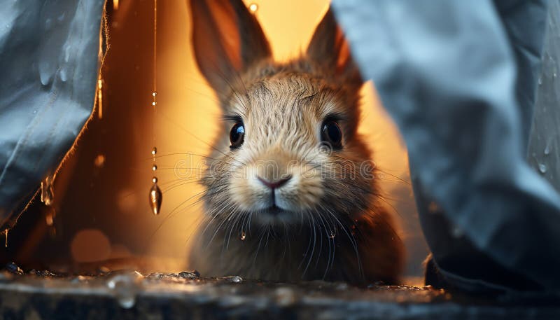 Recreation of a Cute Rabbit Staring the Rain through a Window Stock ...