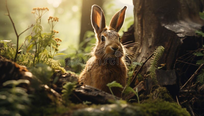Recreation of a Cute Wild Rabbit in the Forest Stock Image - Image of ...