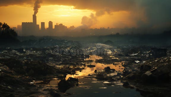 Recreation of Desolate Place by Pollution Stock Illustration ...