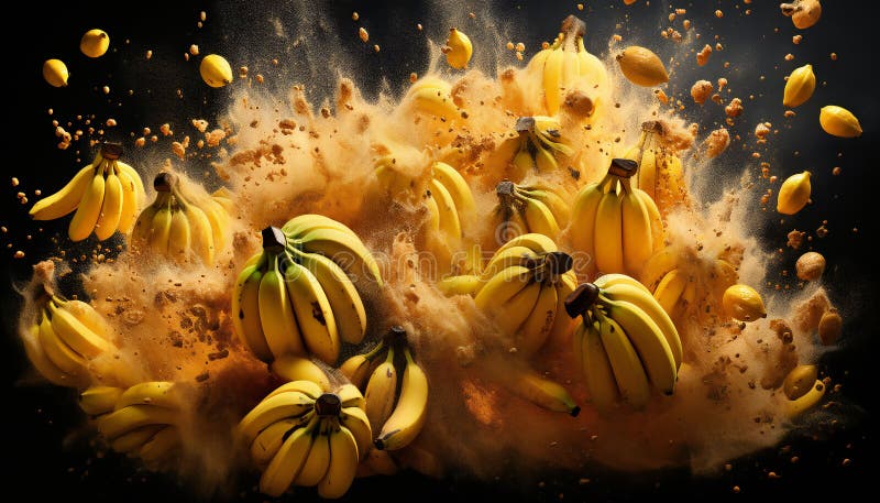 Recreation of a Bananas Explosion Stock Illustration - Illustration of ...