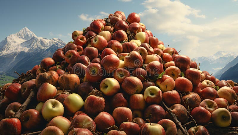 Recreation of a Mountain of Apples in the Mountain Stock Illustration ...