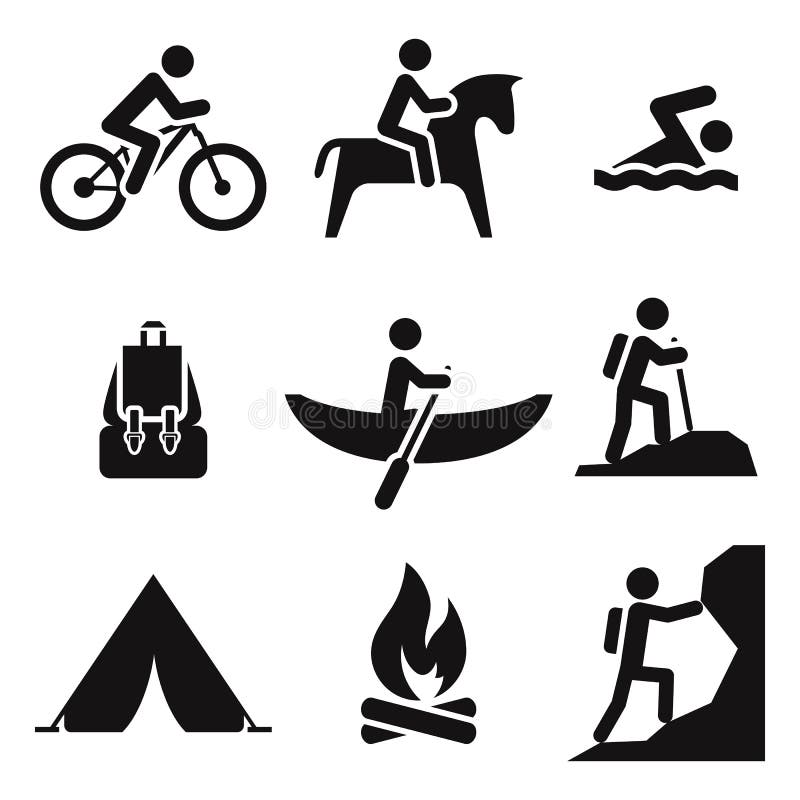 Recreation icons stock illustration. Illustration of hiking - 98668307