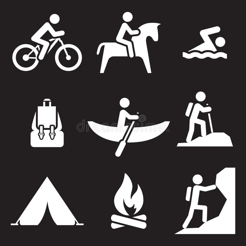 Recreation Icons, Line Symbols, Web Signs, Vector Set, Isolated ...