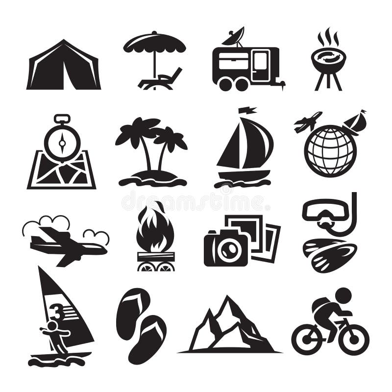 Leisure and Recreation Icons Stock Vector - Illustration of parachute ...