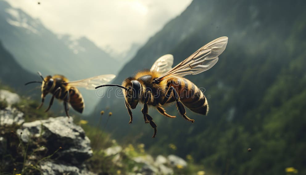 Recreation of Bees Flying in the Mountains. Artificial Intelligence ...