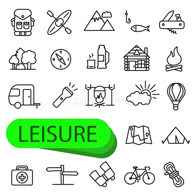 Recreation. Outdoor Recreation Icon Set Stock Vector - Illustration of ...