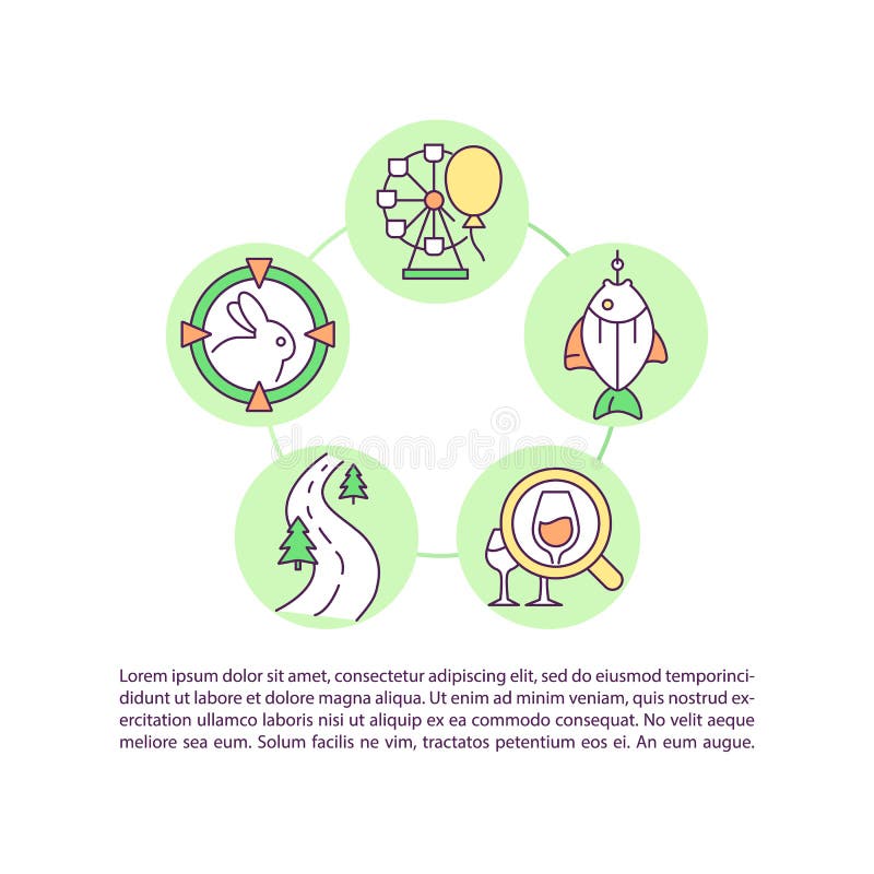 Recreation Potential Development Concept Line Icons with Text Stock ...