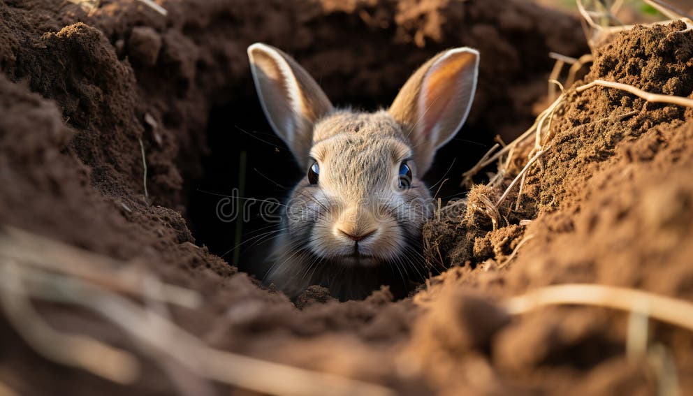 Recreation of a Rabbit in a Burrow Stock Illustration - Illustration of ...