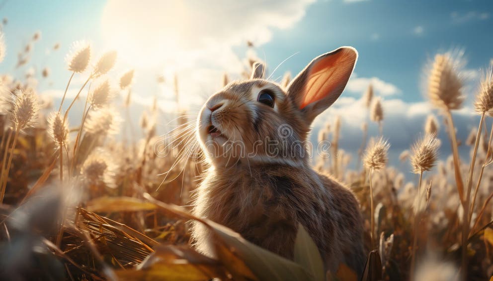 Recreation of a Rabbit in the Field Stock Image - Image of livestock ...