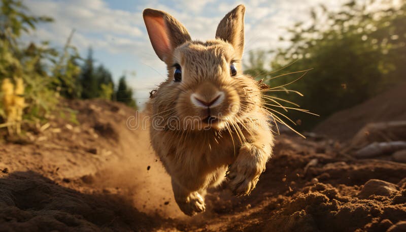 Recreation of a Rabbit Running in the Field Stock Illustration ...