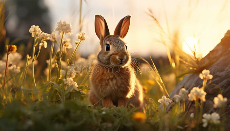 Recreation of a Rabbit Staring in the Field Stock Illustration ...