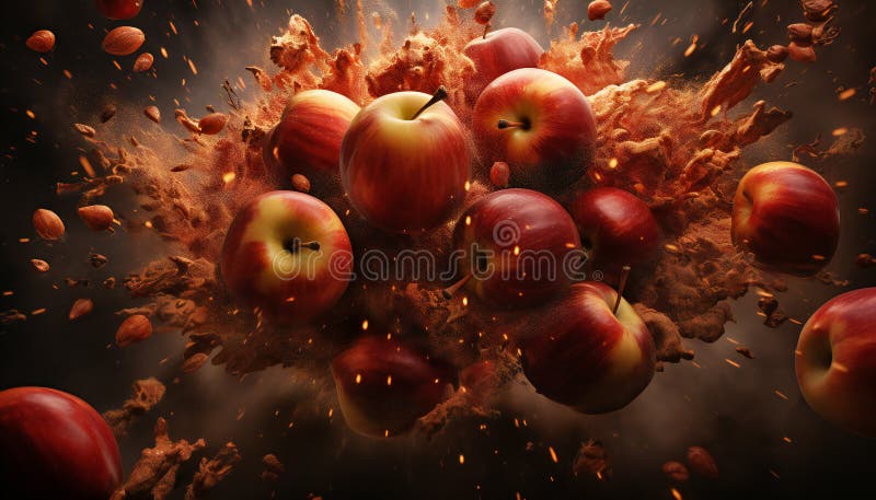 Recreation of Explosion of Apples Stock Illustration - Illustration of ...