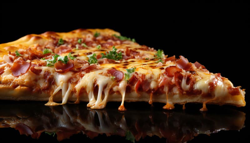 Recreation of Triangular Portion of Creamy Pizza Stock Illustration ...