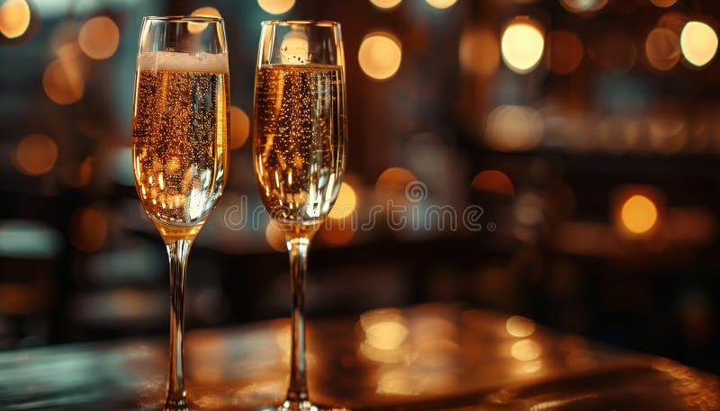 Recreation of Two Champagne Cups, Cheers Stock Illustration ...