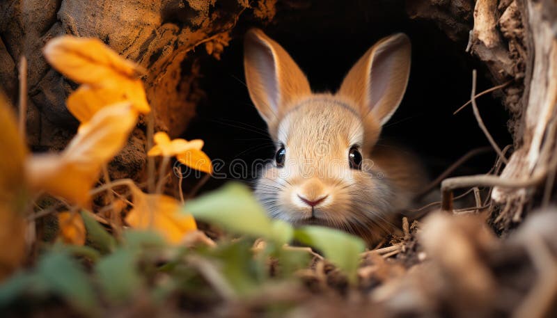 Recreation of Two Cute Rabbit in a Burrow Stock Illustration ...