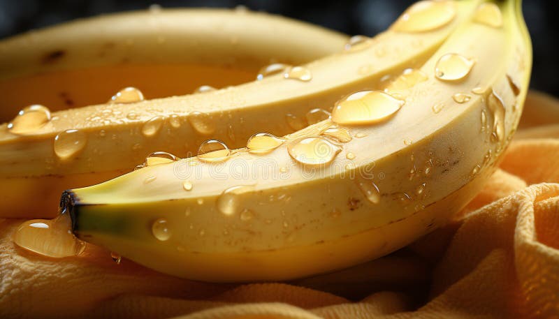 Recreation of Wet Bananas with Drops Water Stock Illustration ...