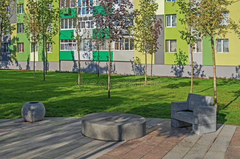 Recreational Area in the Courtyard of Multistorey Building Stock Photo ...