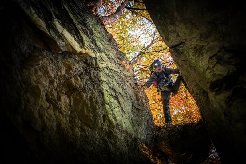 Recreational Cave Exploring Stock Photo - Image of recreation, depth ...