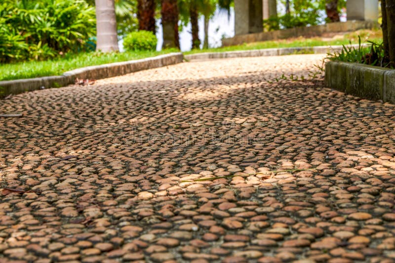 Recreational Cobblestone Walk in the Park Stock Photo - Image of ...