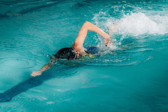 Recreational Front Crawl Swimming in the Pool Stock Image - Image of ...