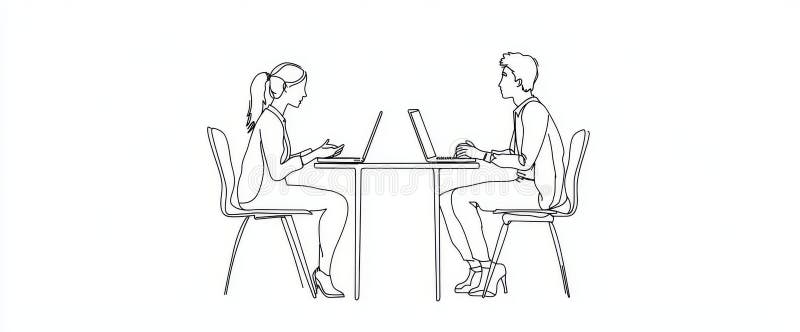 Recruiter and Candidate are Talking at a Table in this Modern, Simple ...