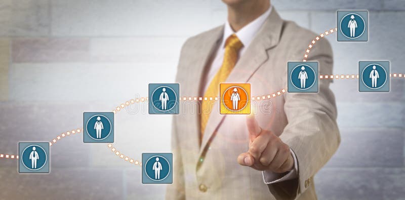 Recruiter Selecting a Cheering Blue Collar Worker Stock Image - Image ...