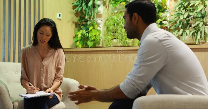 Recruiter Taking Interview of Male Candidate Stock Footage - Video of ...