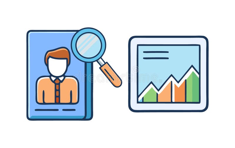 Recruitment Analysis with Magnifying Glass and Data Chart Illustration ...