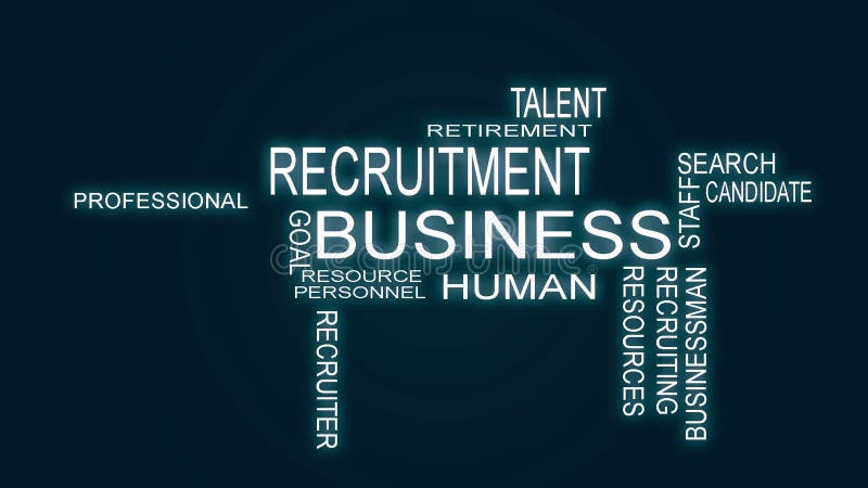Recruitment Business Word Cloud with Blue Background Stock Footage ...