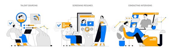 Recruitment Process Set. Vector Illustration. Stock Vector ...