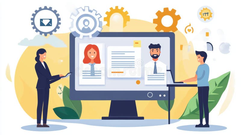 Online Recruitment Process stock illustration. Illustration of review ...