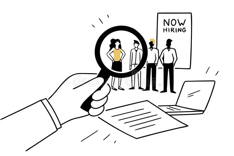 Recruitment Process Vector Illustration Showing Candidate Selection Stock Vector - Illustration ...