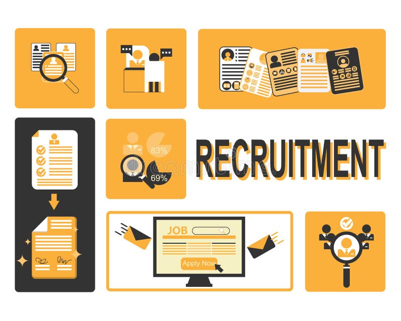 Recruitment Sign with Icons Vector Stock Illustration - Illustration of ...
