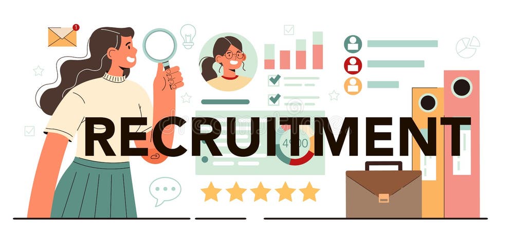 Recruitment Typographic Header. HR Manager Interviewing a Job Stock ...