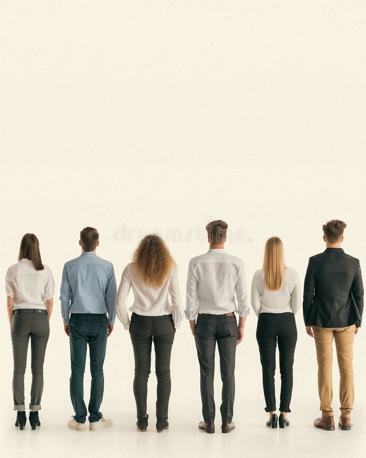 Recrutation Waiting Room Young People Back Side Empty White Background ...