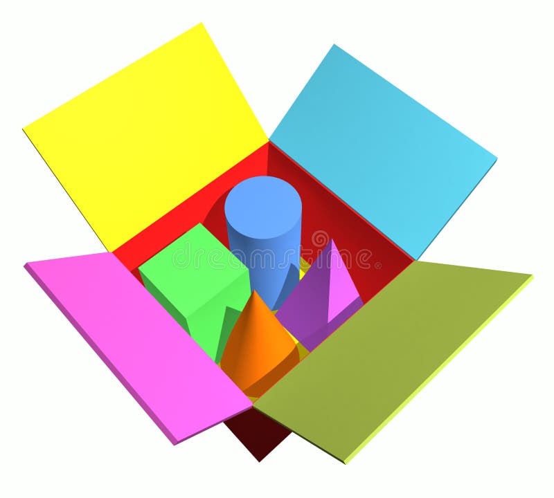 Rectángulo Coloreado Con Los Objetos Geométricos Stock de ilustración ...